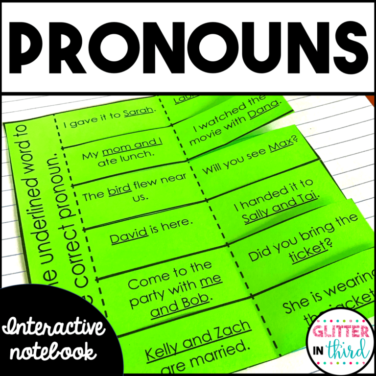 Pronouns Grammar Interactive Notebook Activities - Glitter in Third