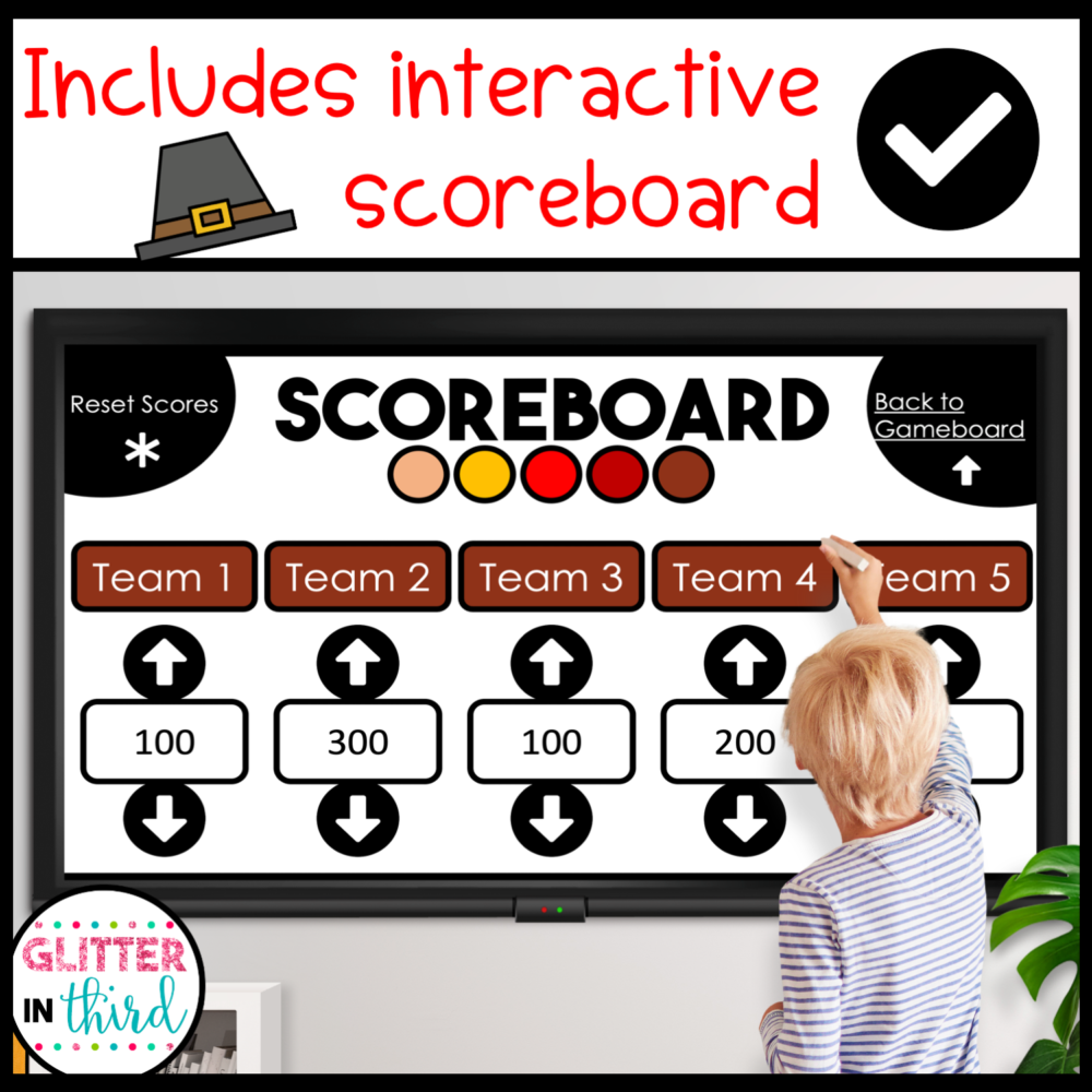 Thanksgiving Trivia Jeopardy Party Game - Glitter in Third