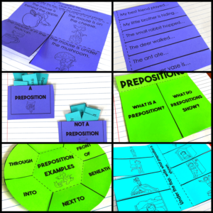 Prepositions Grammar Interactive Notebook Activities - Glitter in Third