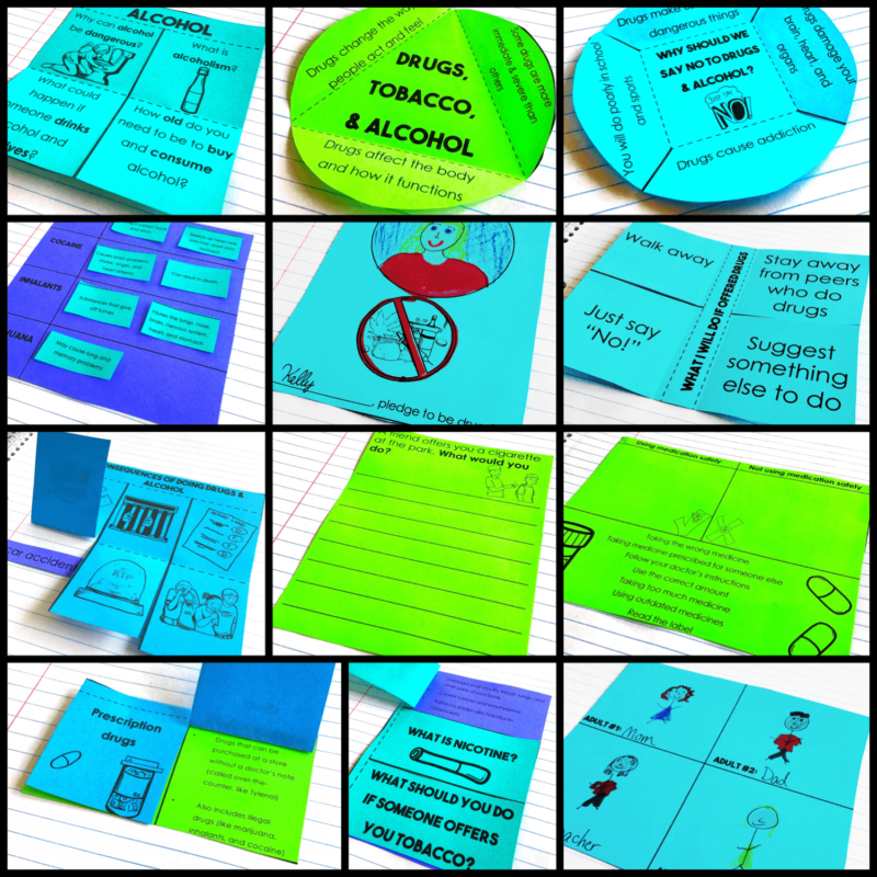 Drug & Alcohol Awareness Interactive Notebook Activities - Glitter in Third