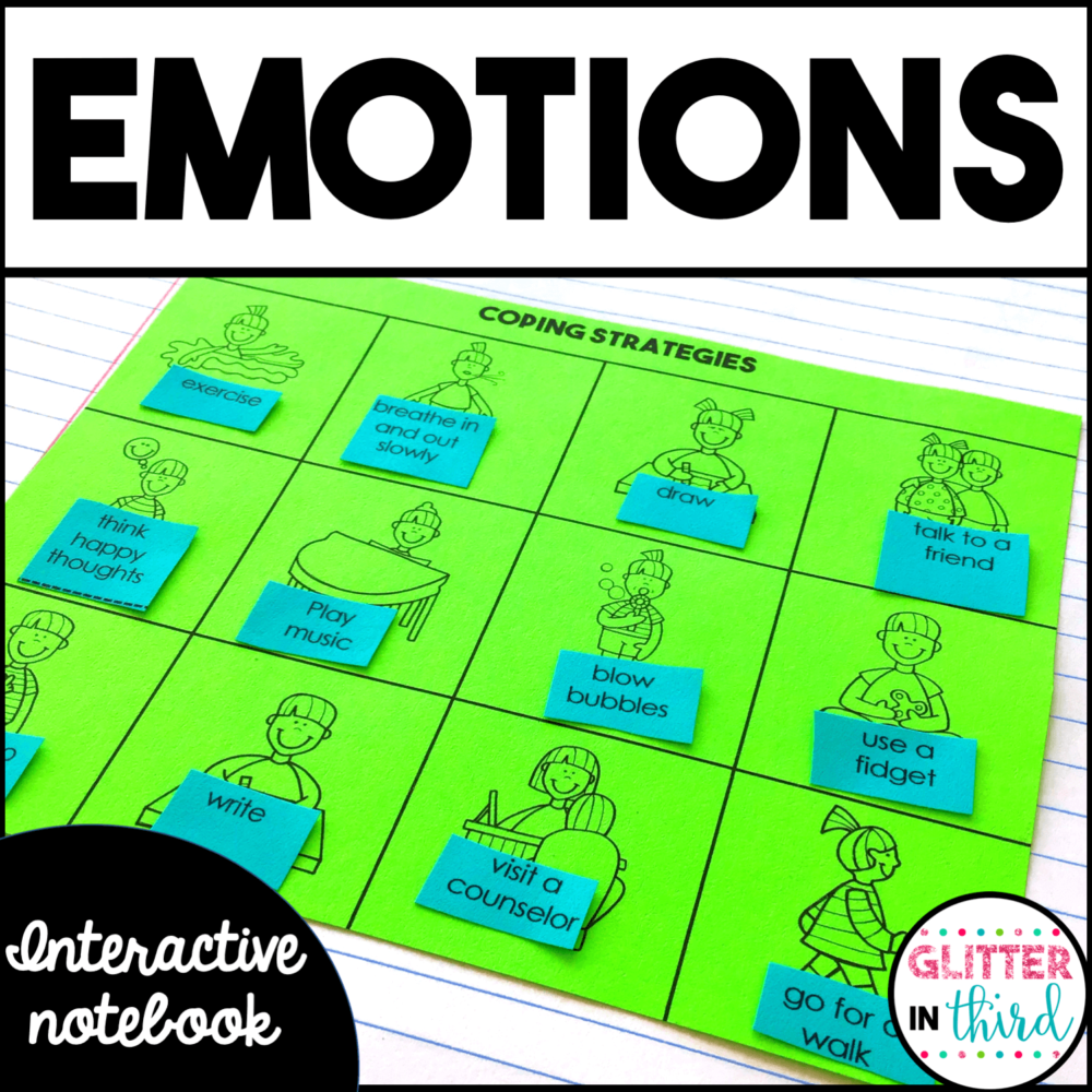 Feelings and Emotions Interactive Notebook Activities - Glitter in Third