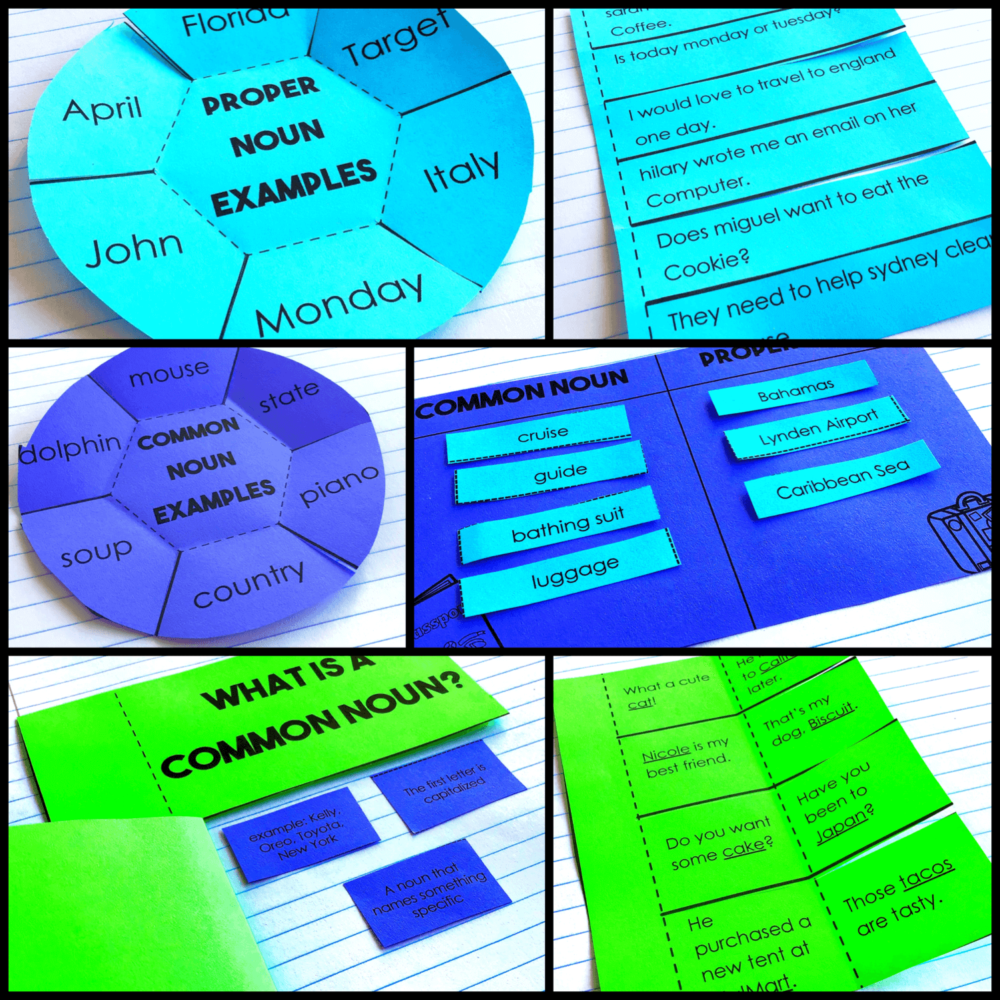 Common & Proper Nouns Grammar Interactive Notebook Activities - Glitter ...