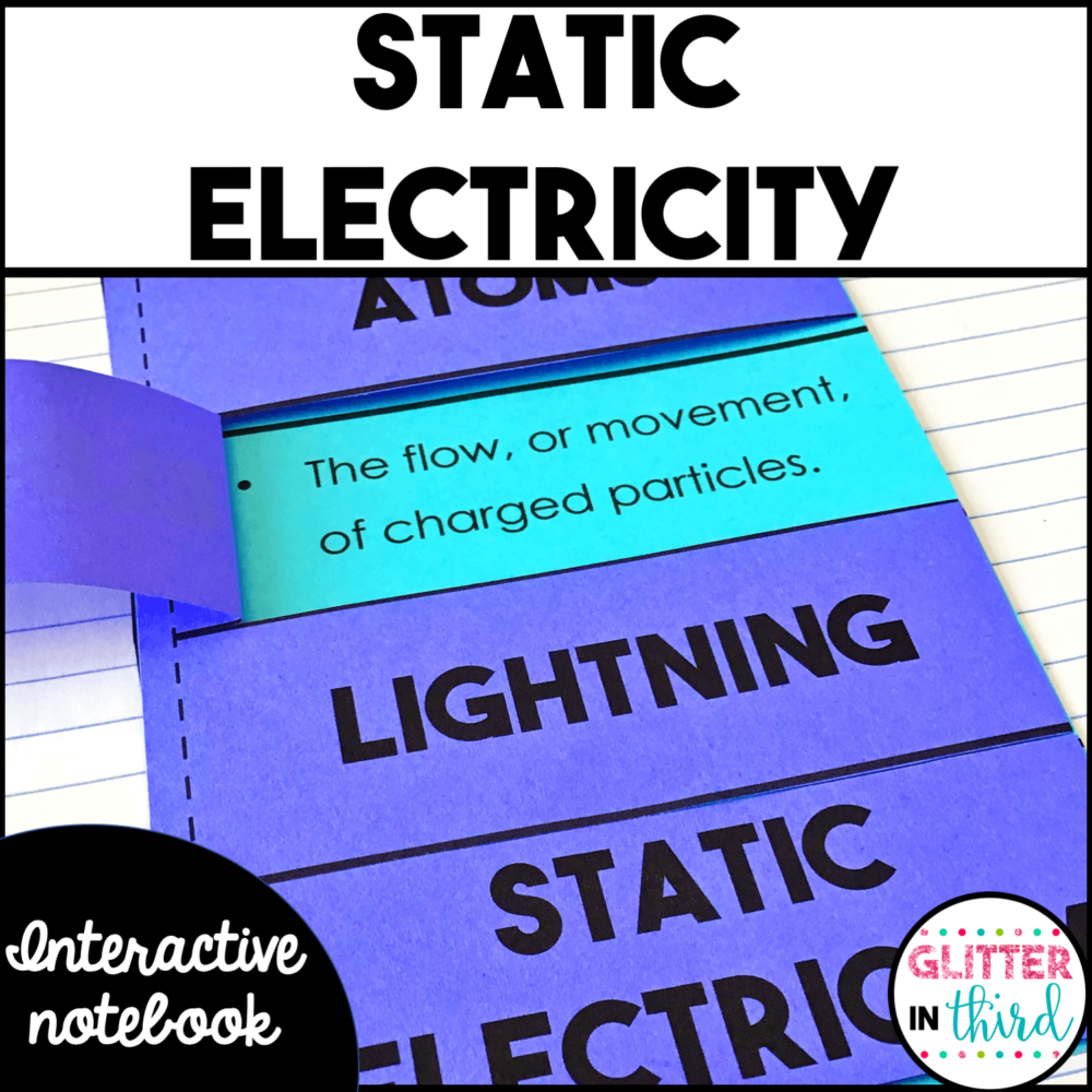 Static Electricity Activities for Interactive Notebook - Glitter in Third
