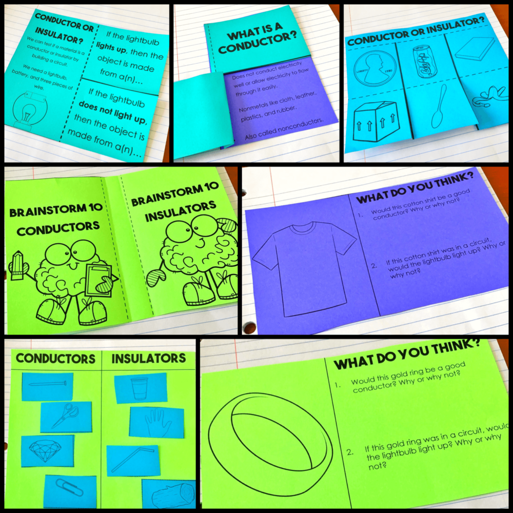 Conductors and Insulators Interactive Notebook Activities - Glitter in ...