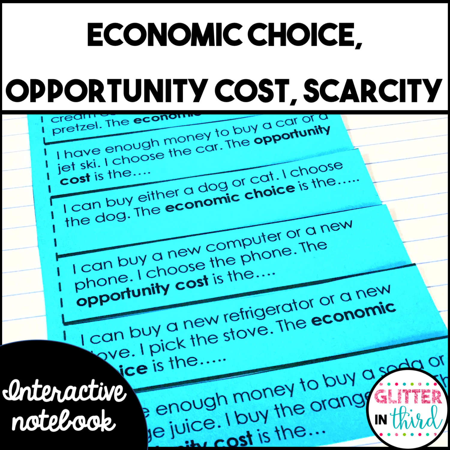 Economic Choice & Opportunity Cost Activities for Interactive Notebook ...