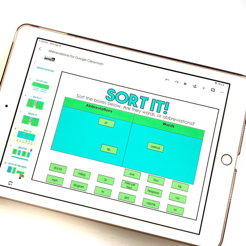Abbreviations Activities for Google Classroom Digital Resources ...