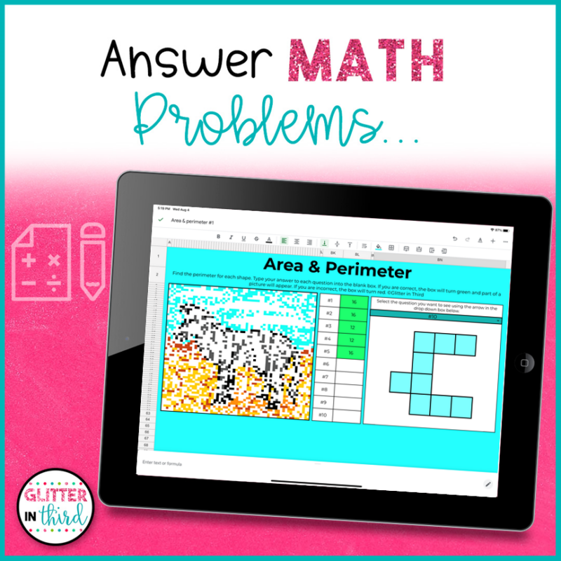 Area and Perimeter Pixel Art - Glitter in Third