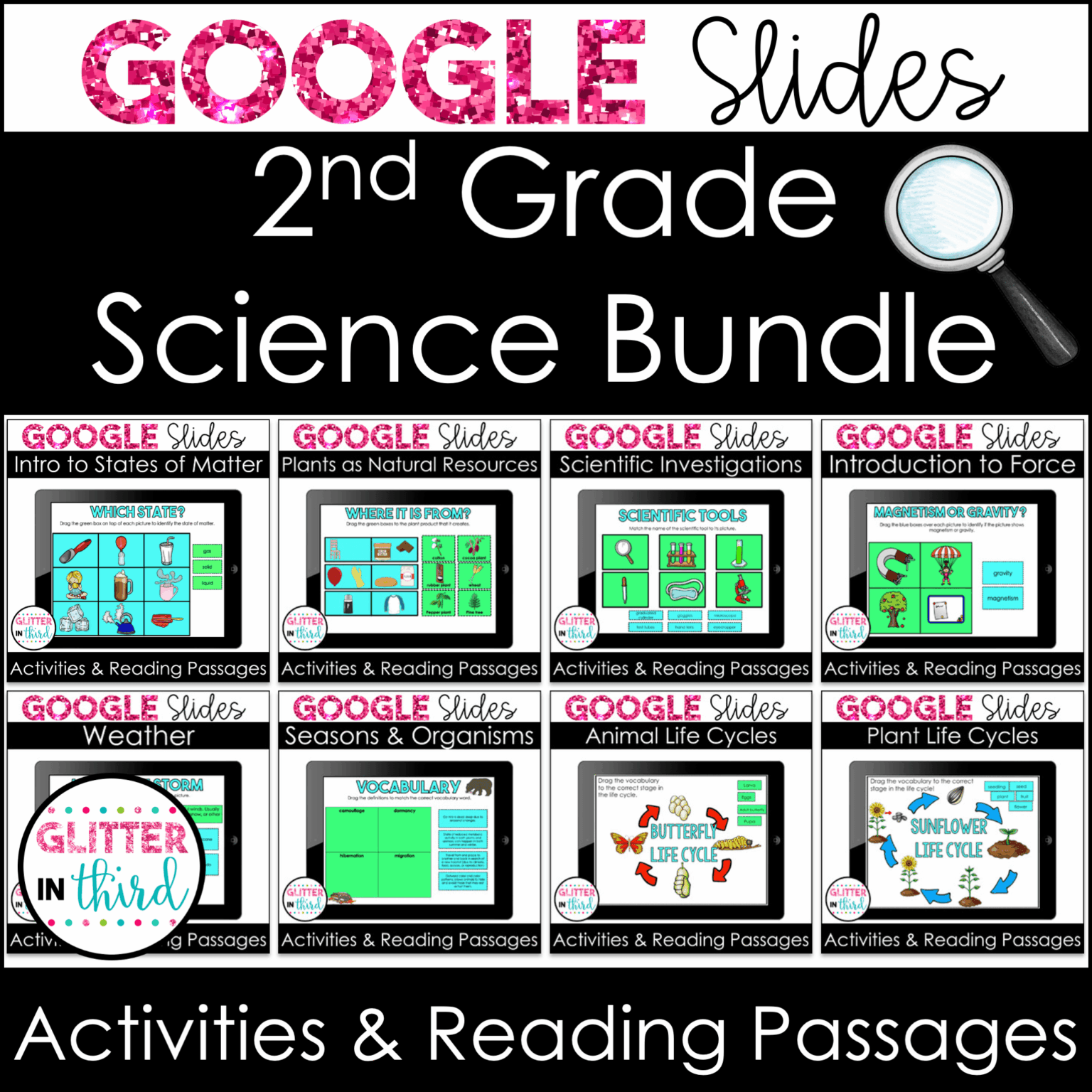 2nd Grade Science Activities for Google Slides BUNDLE - Glitter in Third