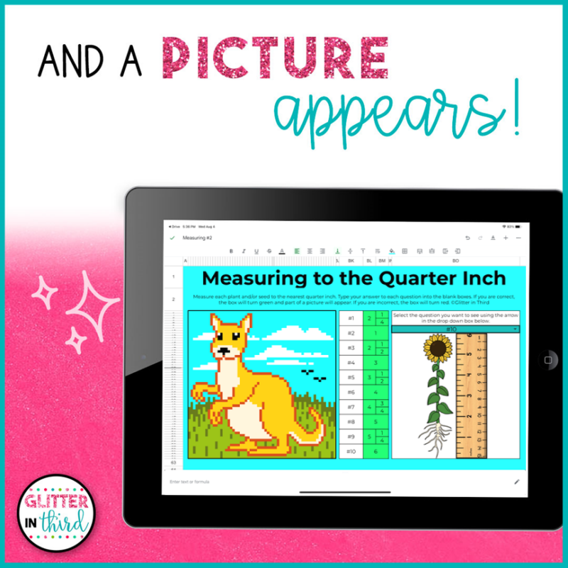 Measuring to the Quarter Inch Length Pixel Art Activities - Glitter in ...