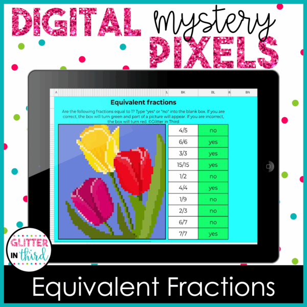 Equivalent Fractions Pixel Art Activities - Glitter in Third