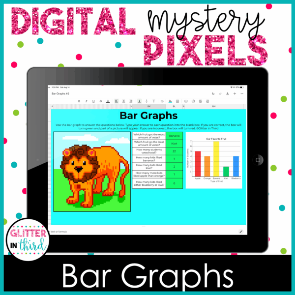 Bar Graphs Pixel Art Math Activities - Glitter in Third