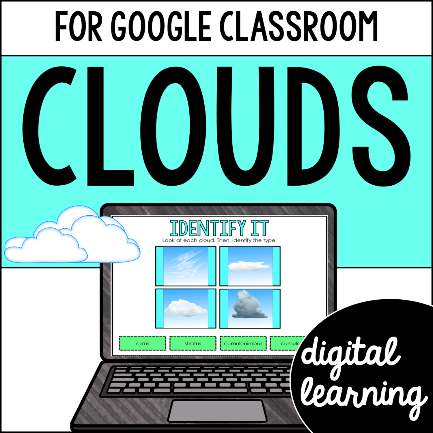 Types of Clouds Activities & Reading Passages for Google Classroom - Glitter in Third