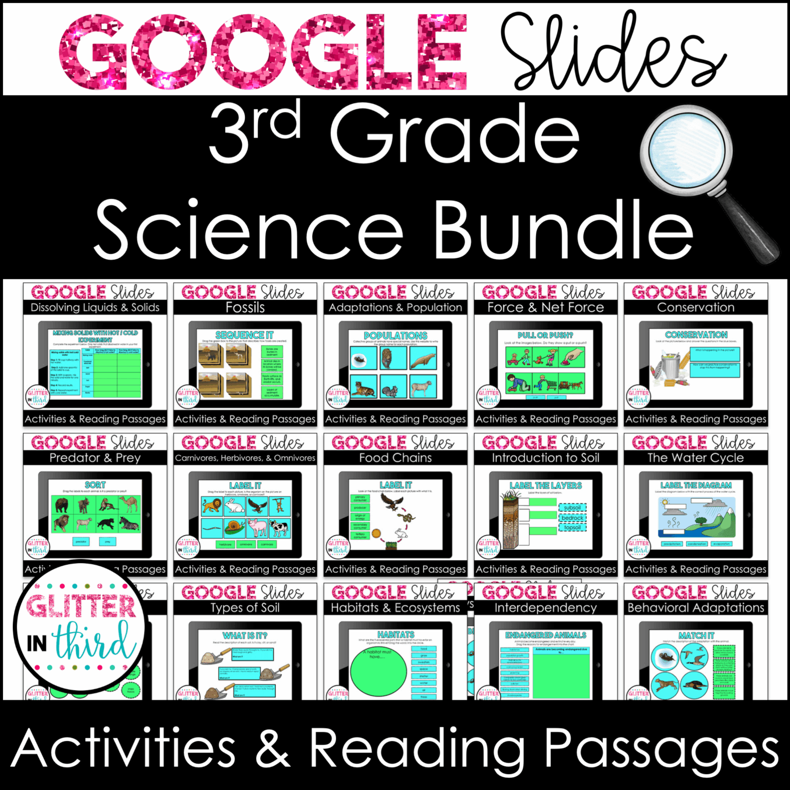 3rd Grade Science Activities for Google Slides BUNDLE - Glitter in Third