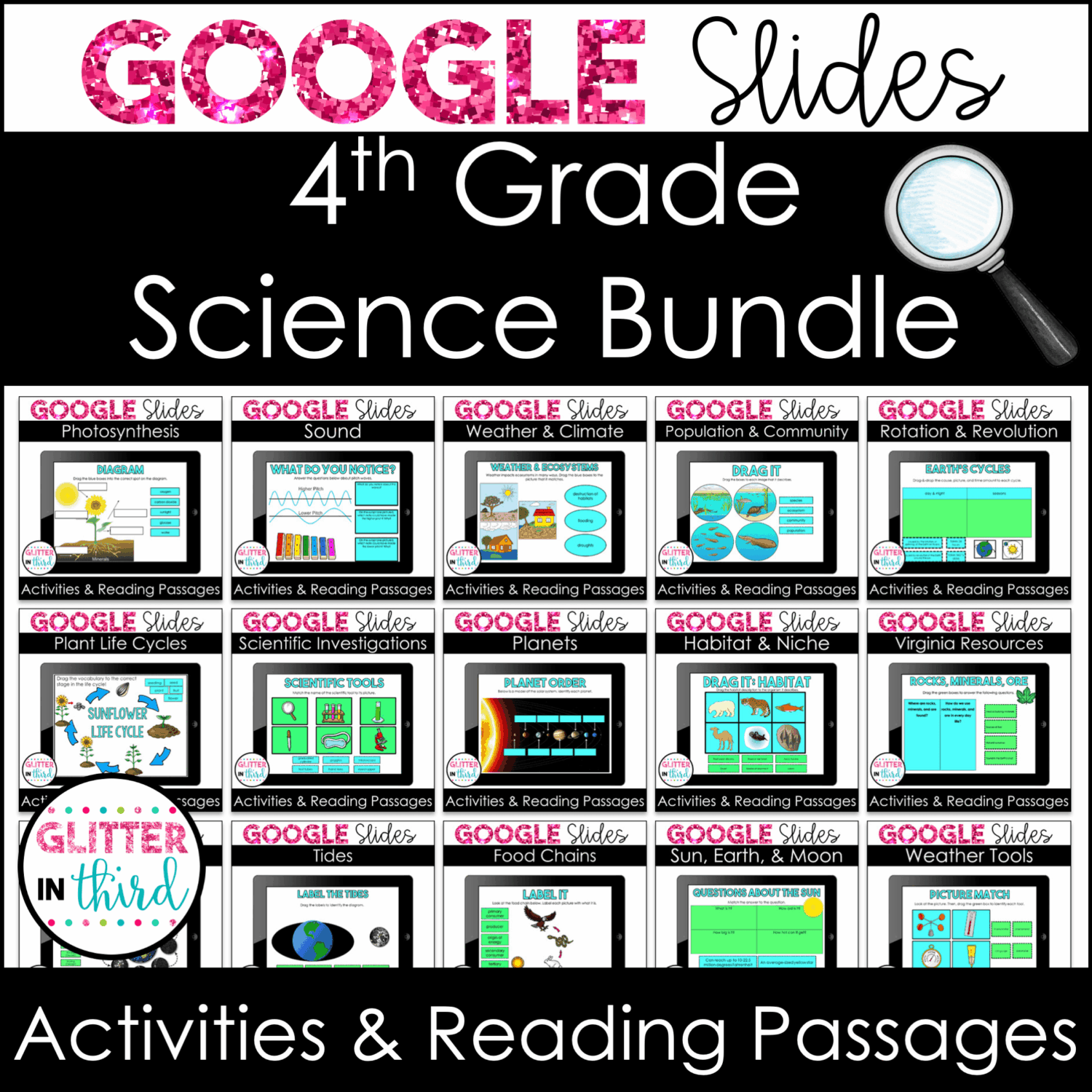 4th Grade Science Activities for Google Slides BUNDLE - Glitter in Third