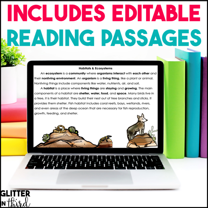 Animal Habitats & Ecosystems Activities & Reading Passages for Google ...