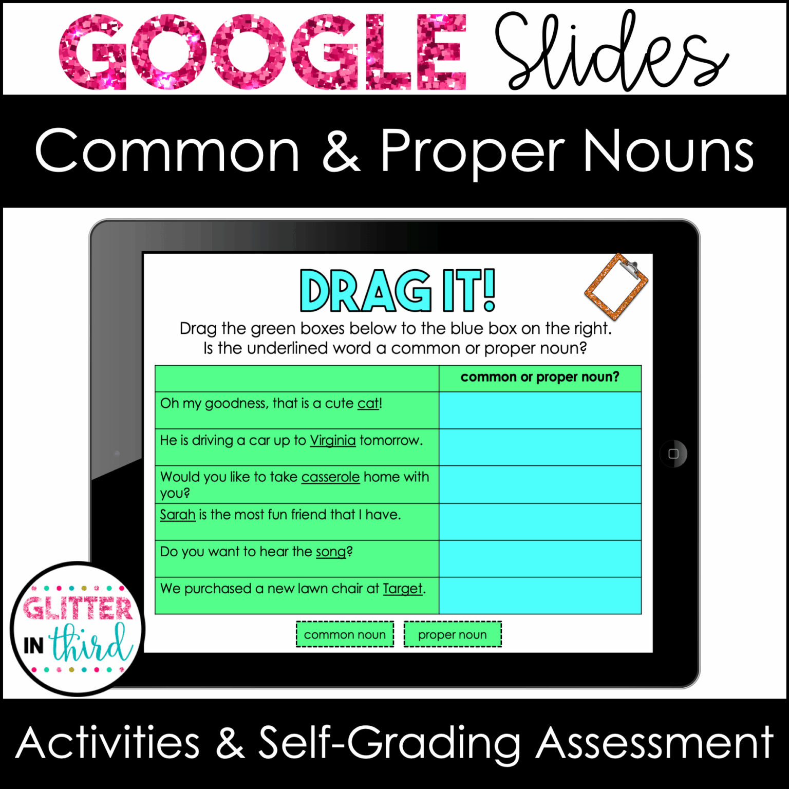 Common & Proper Nouns Sorts & Activities for Google Classroom Digital ...