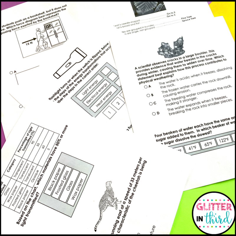 5th Grade Science SOL Review Practice - Glitter in Third