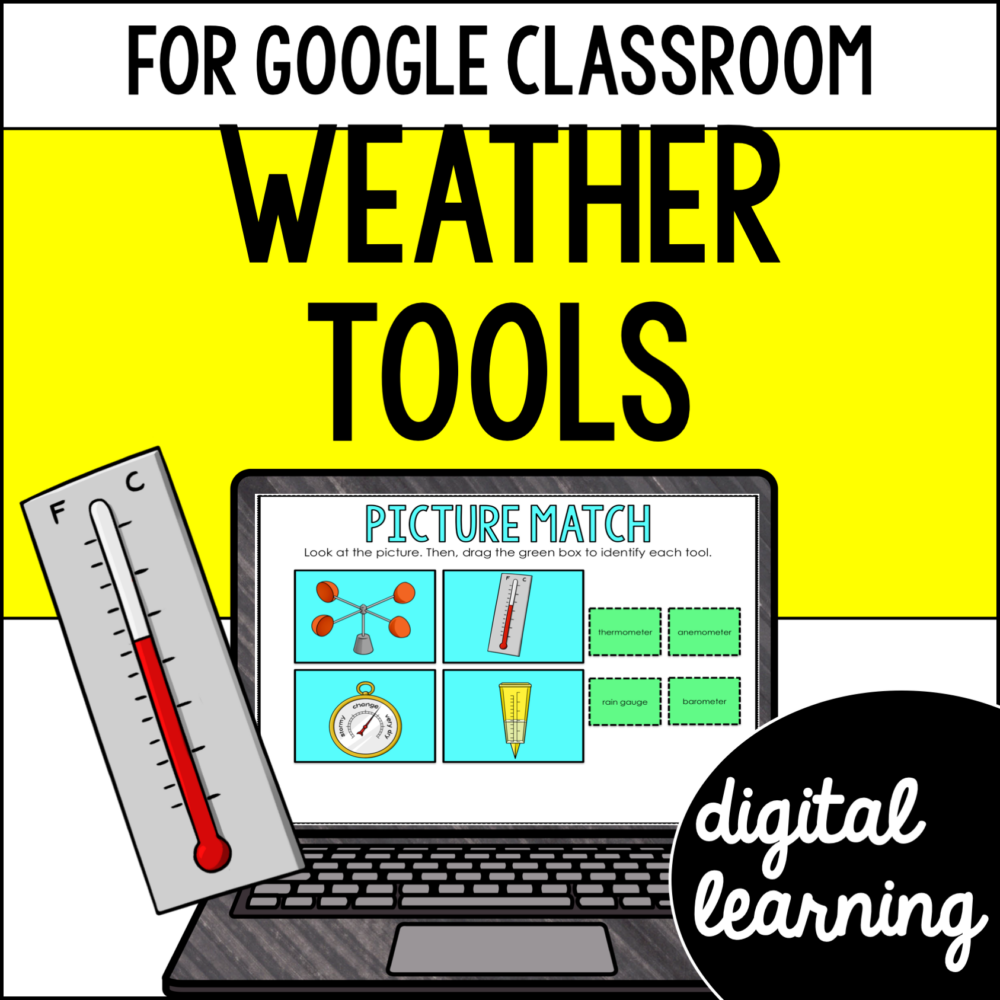 Weather Tools Activities & Reading Passages for Google Classroom - Glitter in Third
