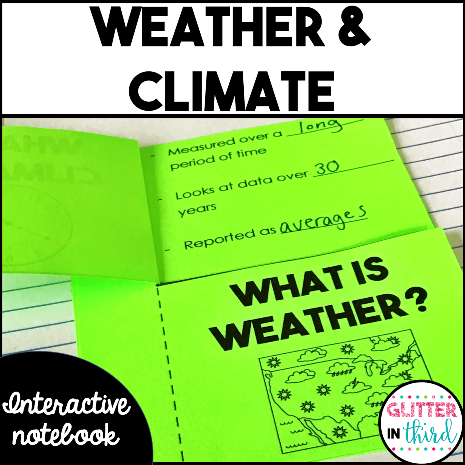 Weather & Climate Activities Interactive Notebook - Glitter in Third