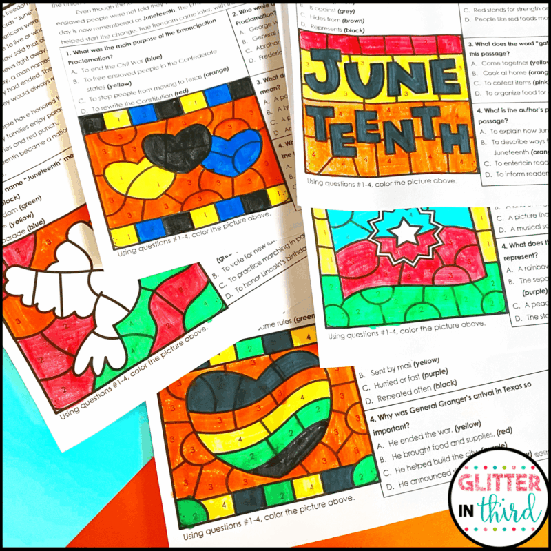 Juneteenth Color By Number Worksheet Reading Comprehension Activities ...