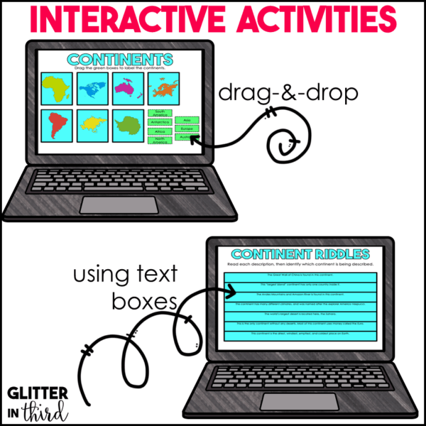 3rd grade Continents & Oceans Activities for Google Classroom Digital ...